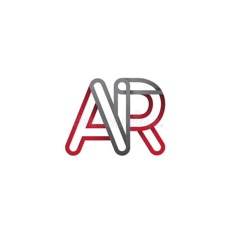 Initial Logo Letter AR, Linked Outline Red and Grey Colored, Rounded ...
