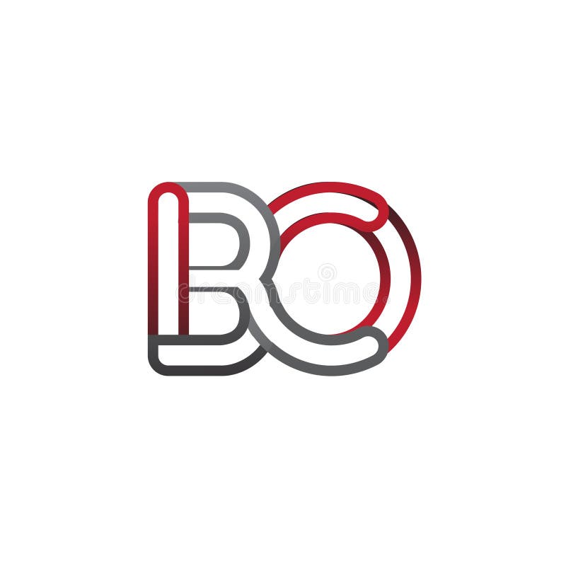 Initial Logo Letter BO, Linked Outline Red and Grey Colored, Rounded ...