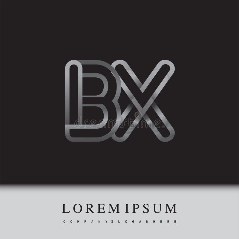 Initial Logo Letter BX, Linked Outline Silver Colored, Rounded Logotype ...