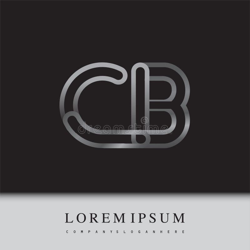 Initial Logo Letter CB, Linked Outline Silver Colored, Rounded Logotype ...