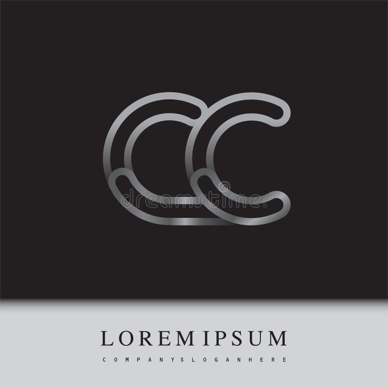 Initial Logo Letter CC, Linked Outline Silver Colored, Rounded Logotype ...