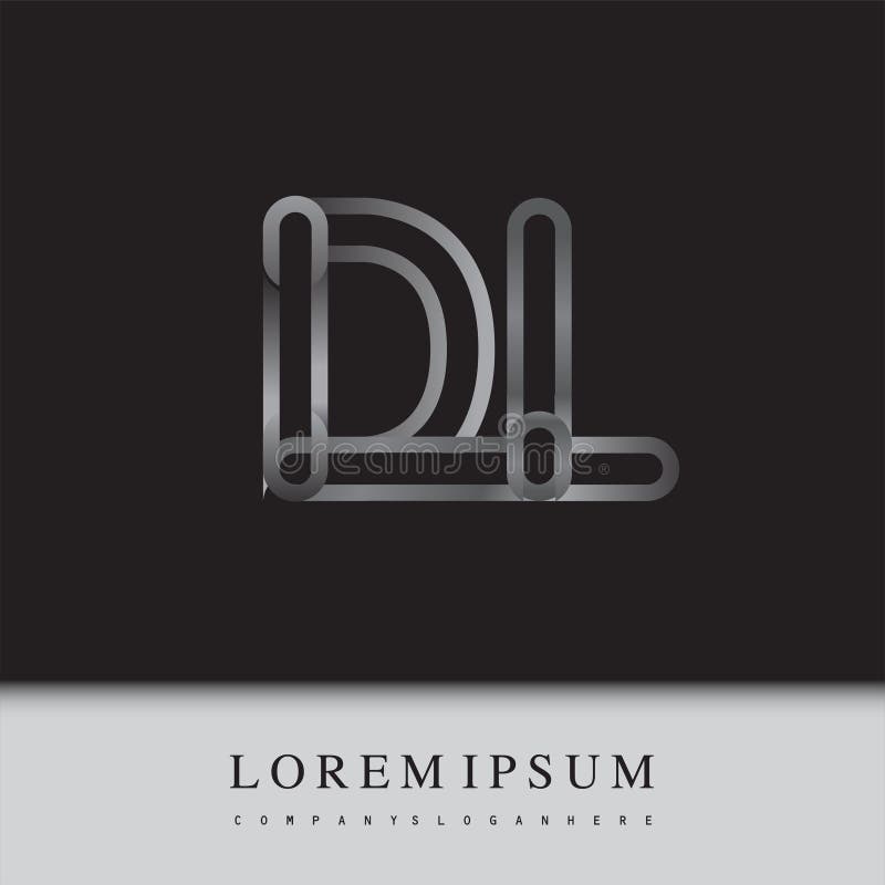 Initial Logo Letter DL, Linked Outline Silver Colored, Rounded Logotype ...