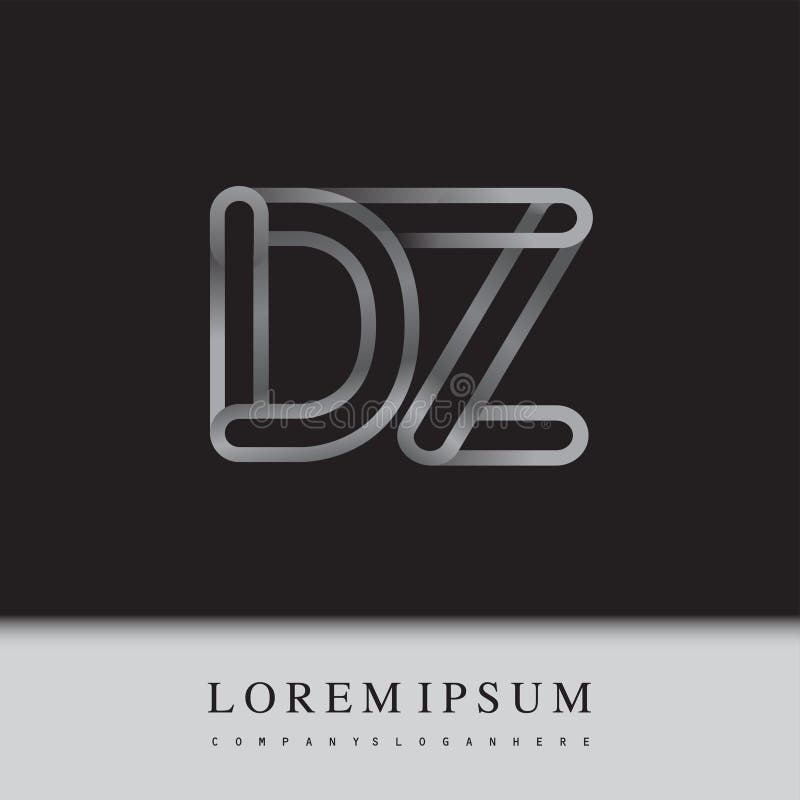 Initial Logo Letter DZ, Linked Outline Silver Colored, Rounded Logotype ...