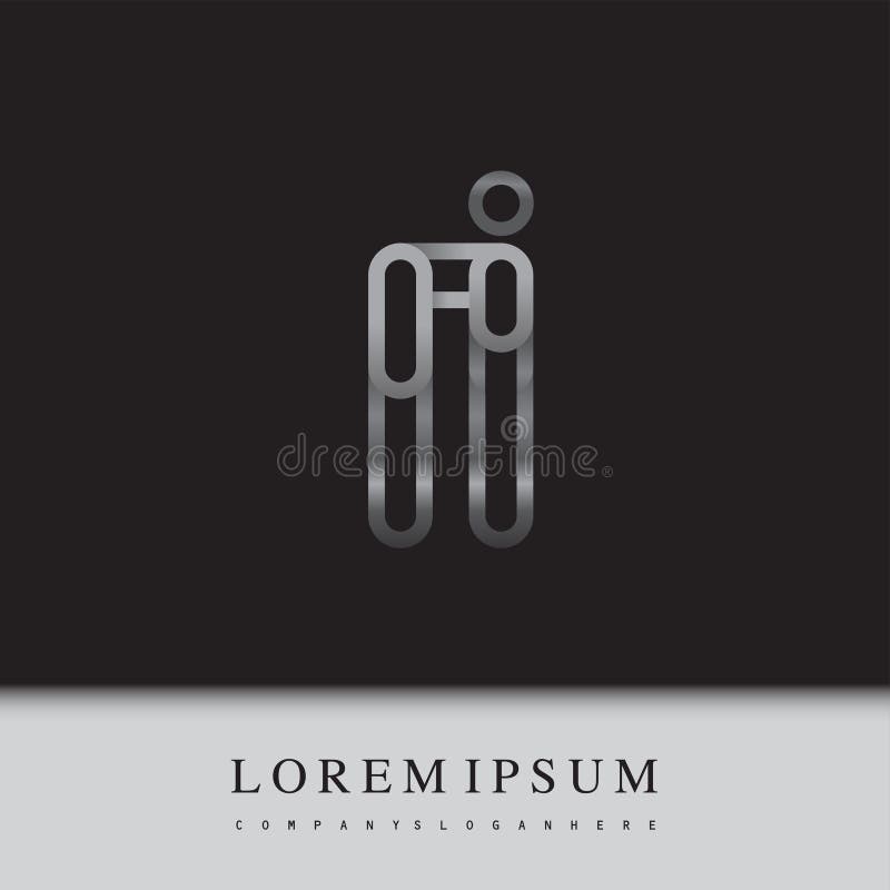 Initial Logo Letter II, Linked Outline Silver Colored, Rounded Logotype ...