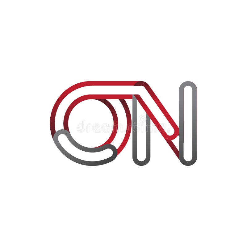 Initial Logo Letter on, Linked Outline Red and Grey Colored, Rounded ...