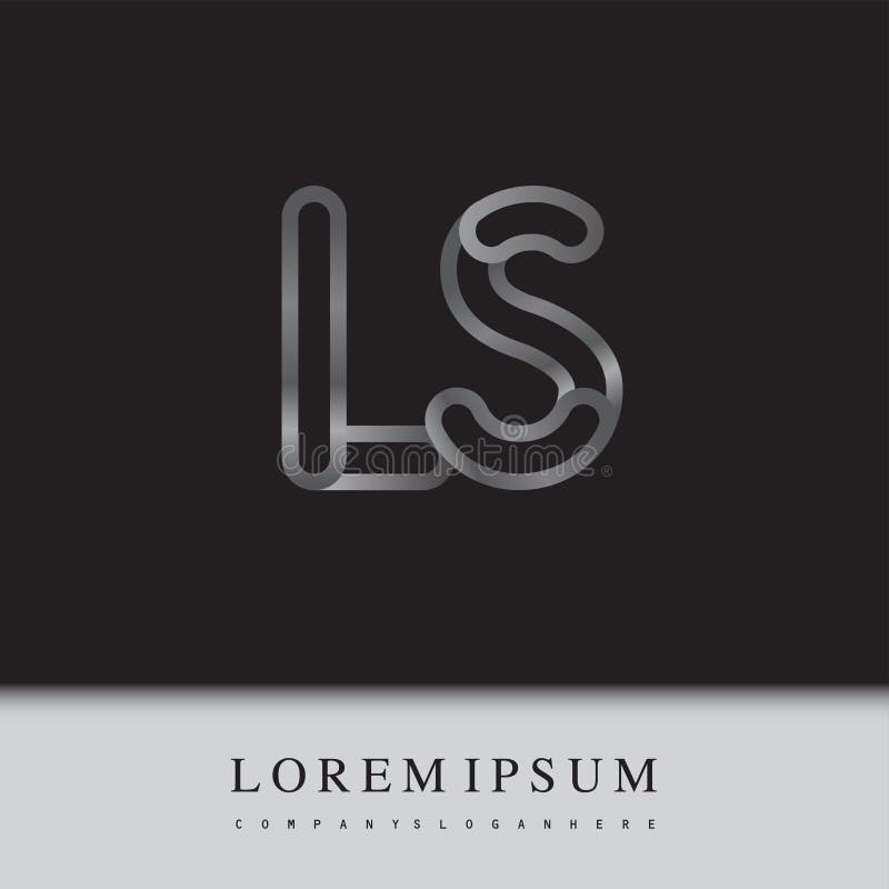 Initial Logo Letter LS, Linked Outline Silver Colored, Rounded Logotype ...