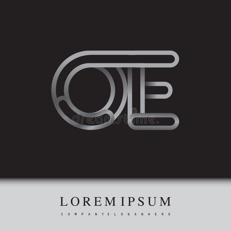 Initial Logo Letter OE, Linked Outline Silver Colored, Rounded Logotype ...