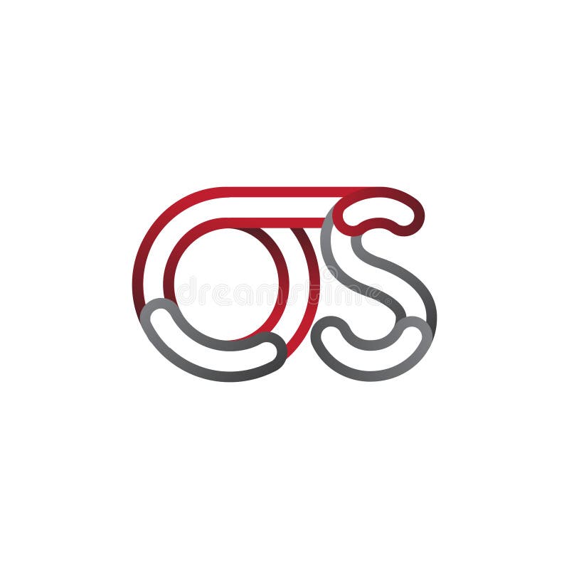 Initial Logo Letter OS, Linked Outline Red and Grey Colored, Rounded ...