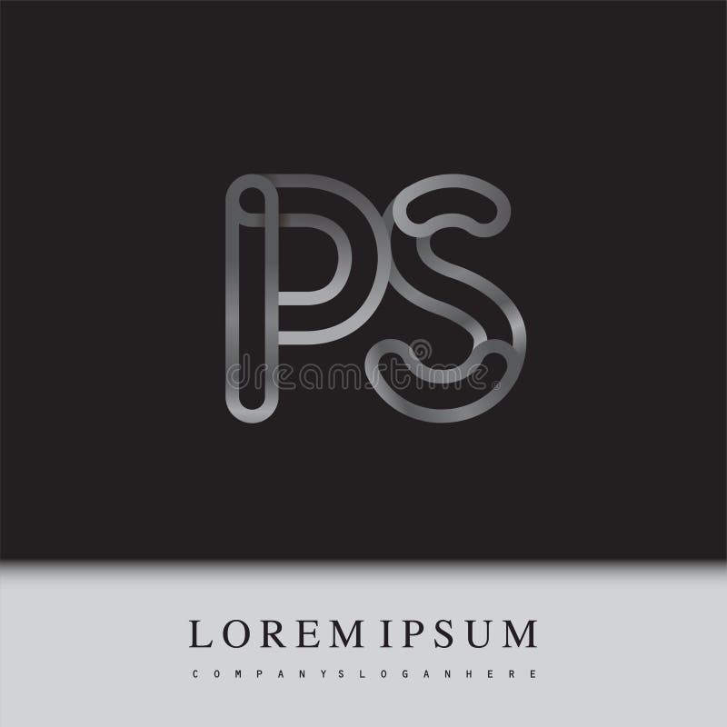 Initial Logo Letter PS, Linked Outline Silver Colored, Rounded Logotype ...