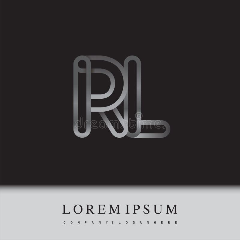 Initial Logo Letter RL, Linked Outline Silver Colored, Rounded Logotype ...