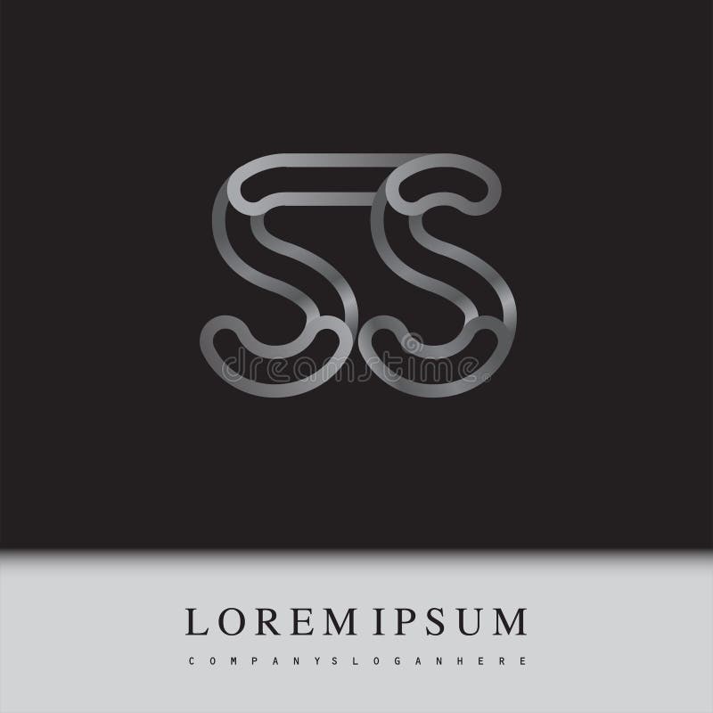Initial Logo Letter SS, Linked Outline Silver Colored, Rounded Logotype ...