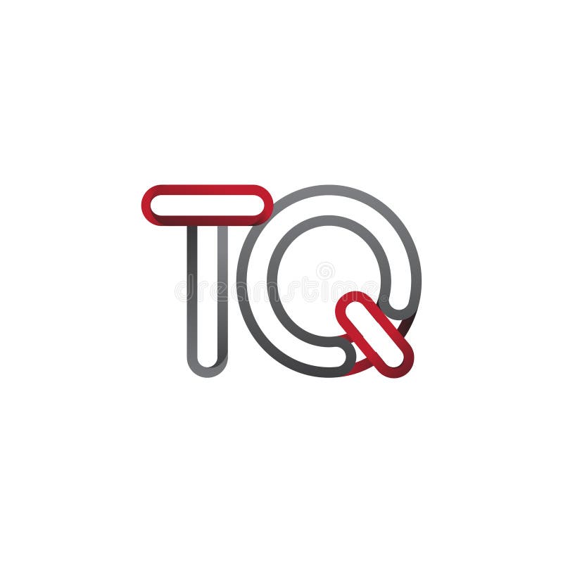Initial Logo Letter TQ, Linked Outline Red and Grey Colored, Rounded ...