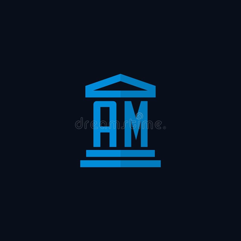 Am Initial Logo Monogram with Simple Courthouse Building Icon Design ...