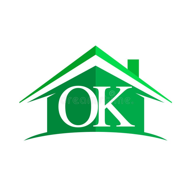 Initial Logo OK with House Icon and Green Color, Business Logo and ...
