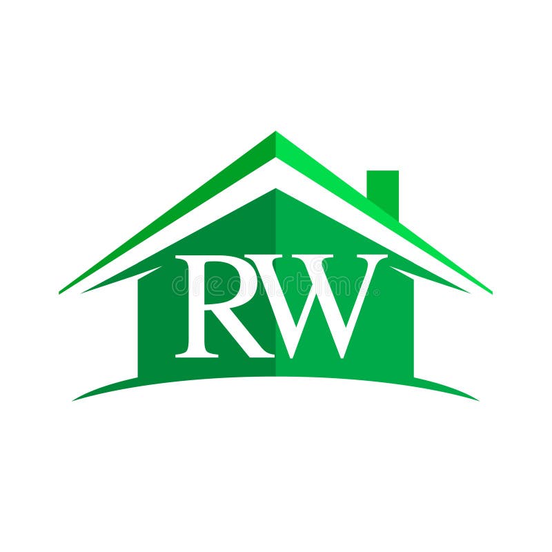 Initial Logo RW with House Icon and Green Color, Business Logo and ...