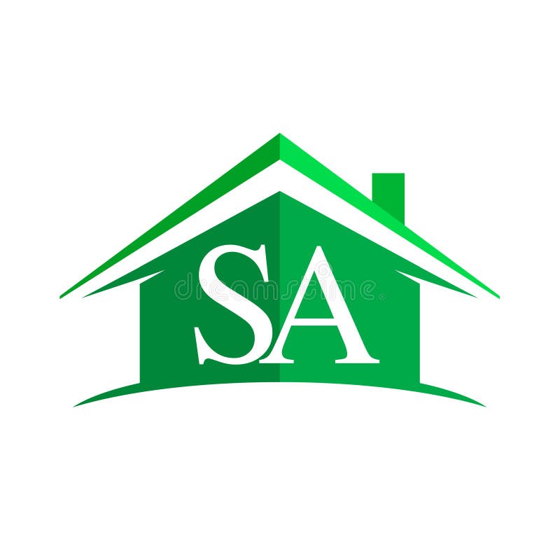 Initial Logo SA with House Icon and Green Color, Business Logo and ...