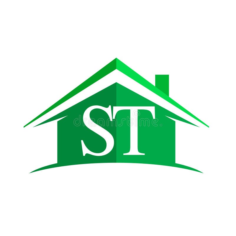 Initial Logo ST with House Icon and Green Color, Business Logo and ...