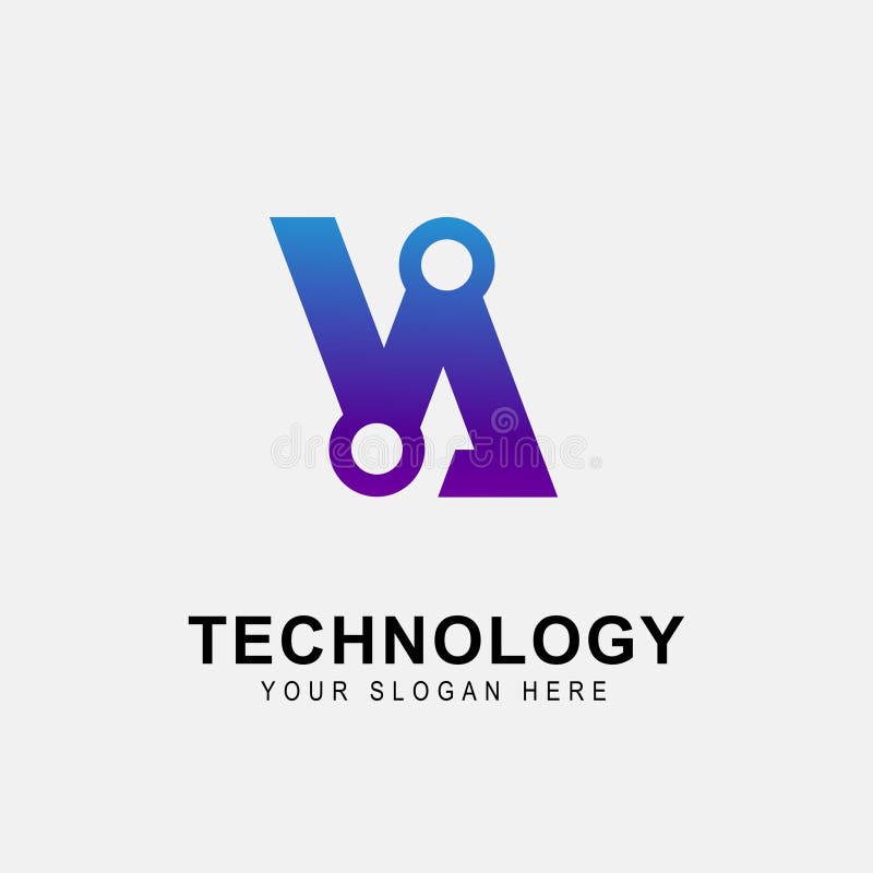 Initial Logo VA Technology Robot Connection, Innovation and System Logo ...
