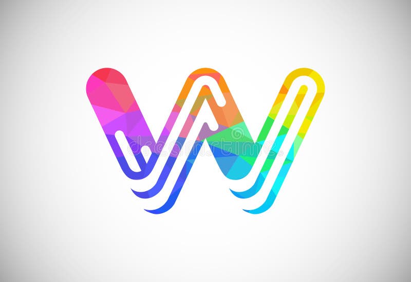 Initial Low Poly W Alphabet. Graphic Alphabet Symbol for Corporate ...