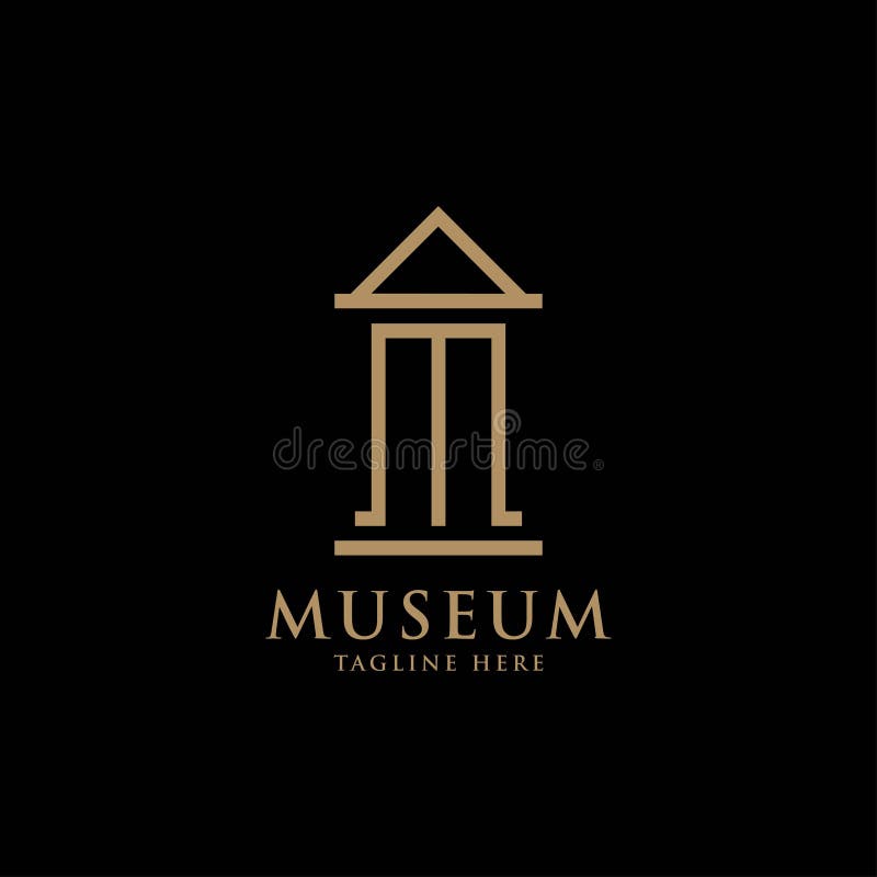 Initial M with Building Pillar Column Logo Design Stock Vector ...
