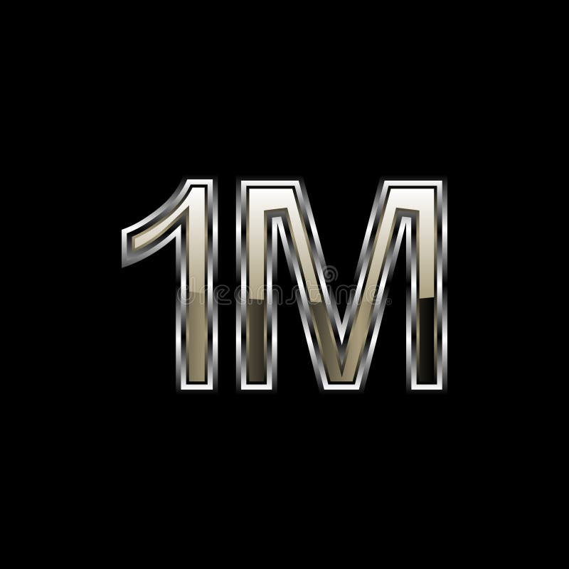 Initial 1M Silver Metallic Geometric Icon Modern Business Creative ...