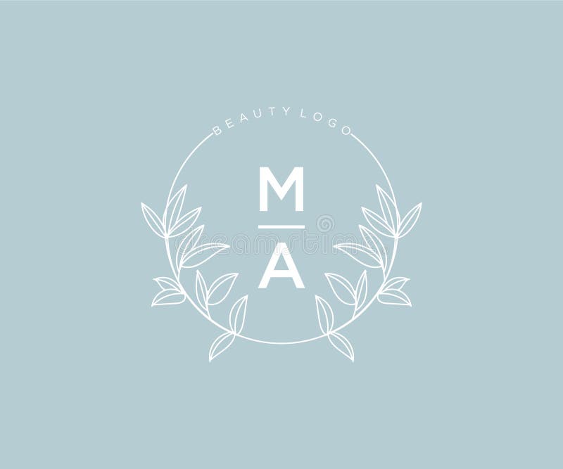 Initial MA Letters Beautiful Floral Feminine Editable Premade Monoline ...
