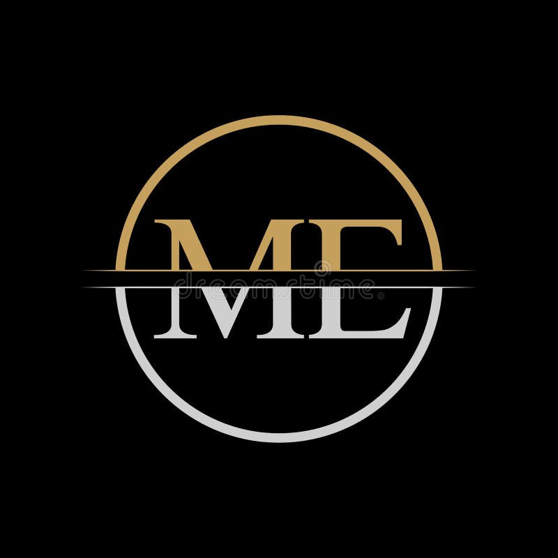 Initial ME Letter Logo Design Vector Template. Gold and Silver Letter ...