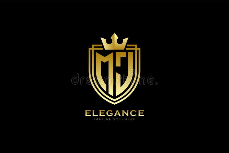 Initial MJ Elegant Luxury Monogram Logo or Badge Template with Scrolls ...