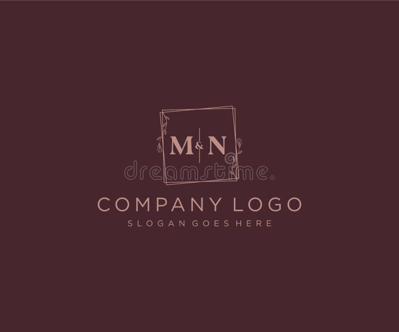 Initial MN Letters Decorative Luxury Wedding Logo Stock Vector ...
