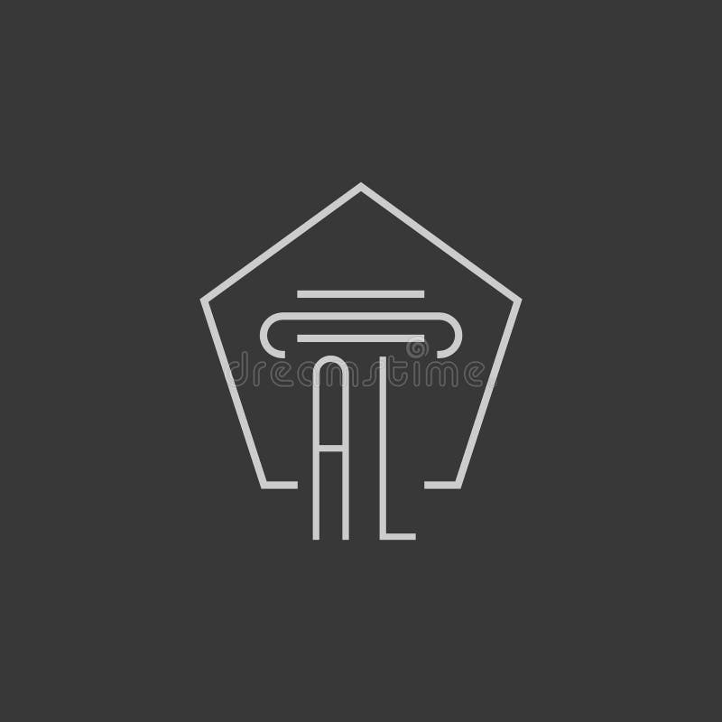 Initial Monogram AL with Monoline Pillar Logo Design Stock Illustration ...