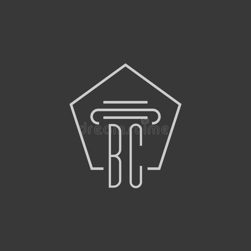 Initial Monogram BC with Monoline Pillar Logo Design Stock Illustration ...