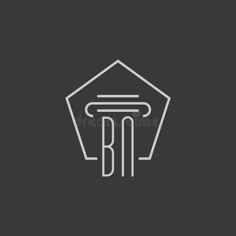 Initial Monogram BN with Monoline Pillar Logo Design Stock Illustration ...