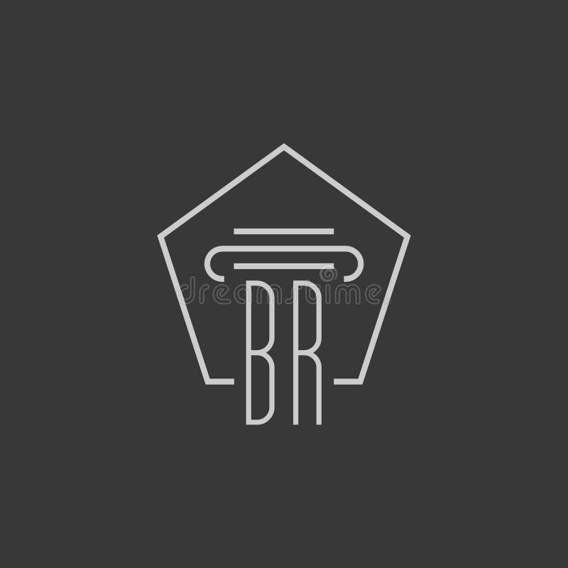 Initial Monogram BR with Monoline Pillar Logo Design Stock Illustration ...