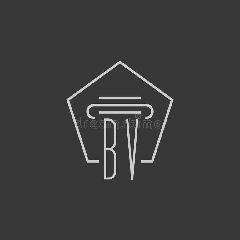 Initial Monogram BV with Monoline Pillar Logo Design Stock Illustration ...