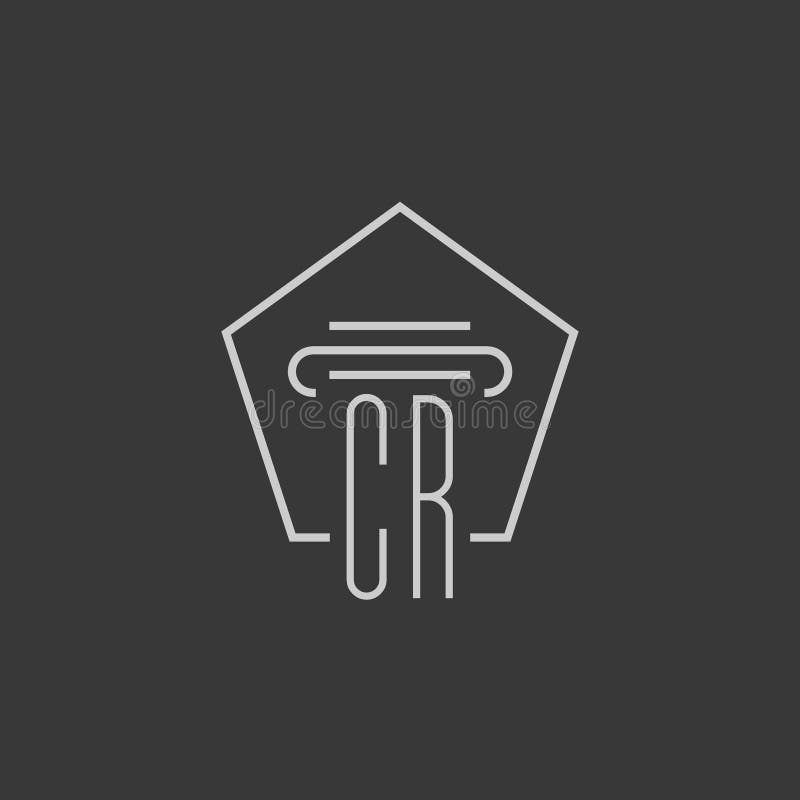 Initial Monogram CR with Monoline Pillar Logo Design Stock Illustration ...