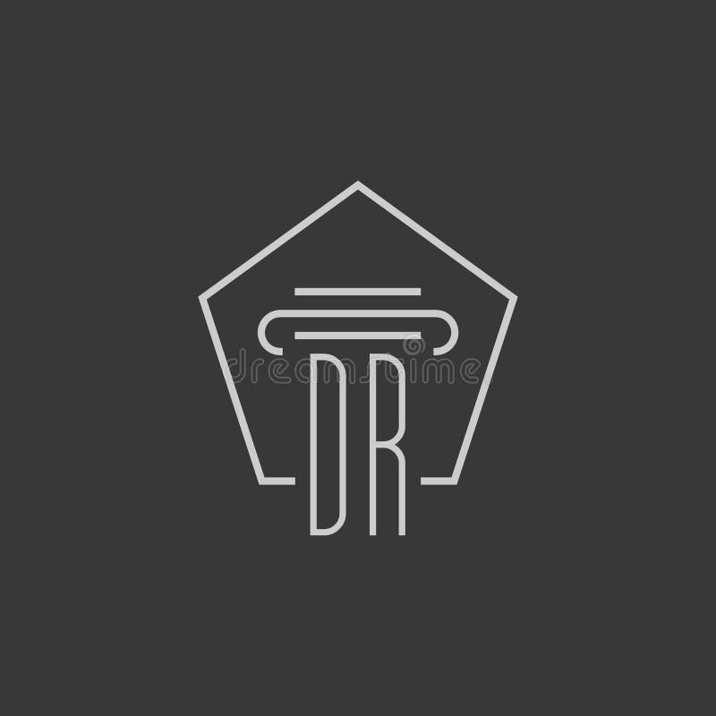 Initial Monogram DR with Monoline Pillar Logo Design Stock Illustration ...