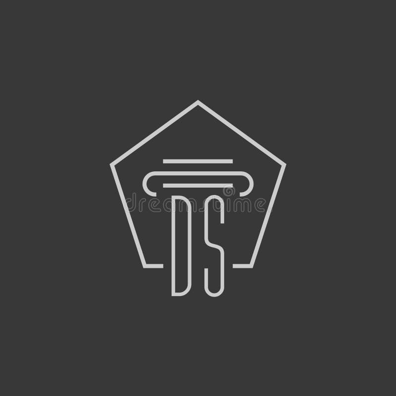 Initial Monogram DS with Monoline Pillar Logo Design Stock Illustration ...
