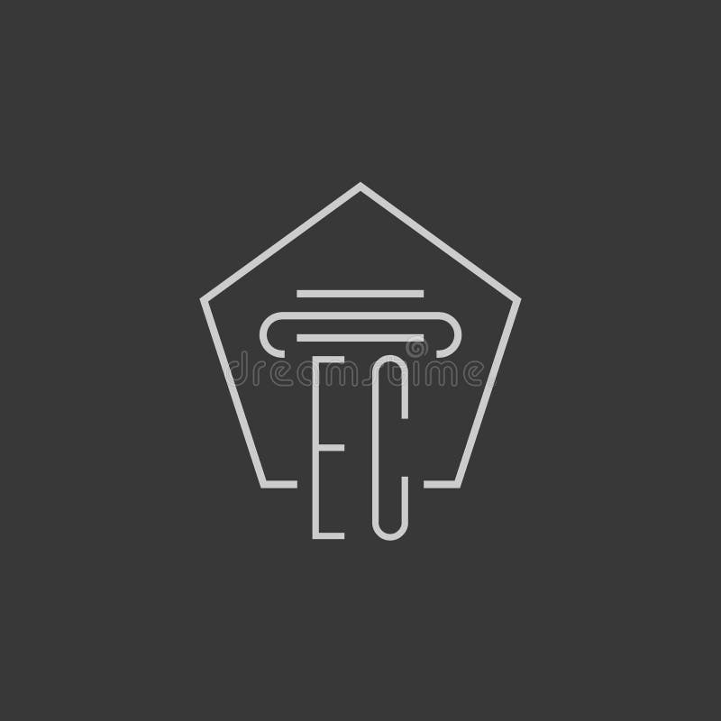 Initial Monogram EC with Monoline Pillar Logo Design Stock Illustration ...