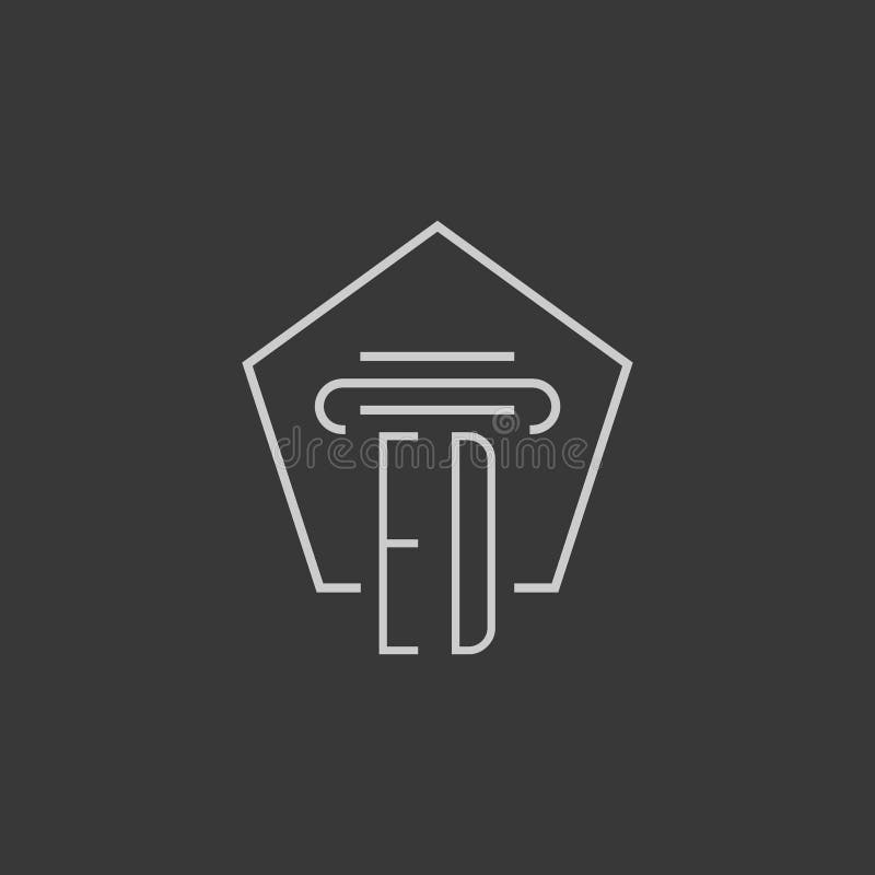 Initial Monogram ED with Monoline Pillar Logo Design Stock Illustration ...