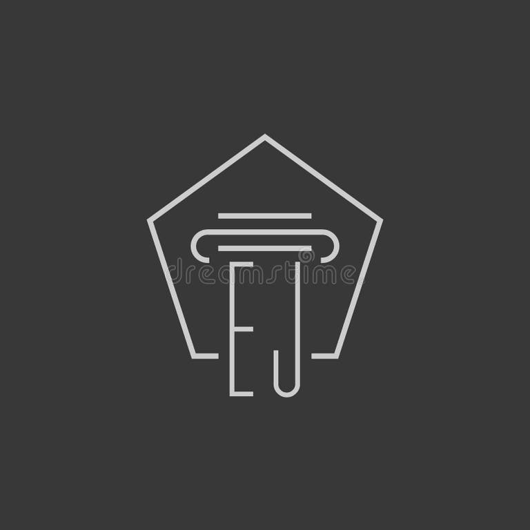 Initial Monogram EJ with Monoline Pillar Logo Design Stock Illustration ...