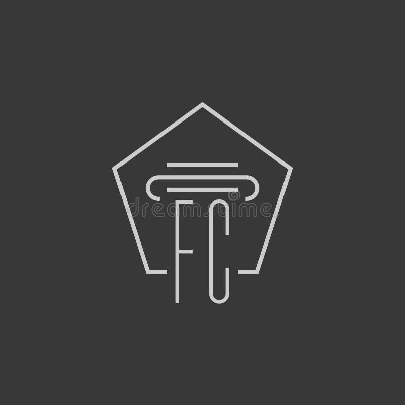 Initial Monogram FC with Monoline Pillar Logo Design Stock Illustration ...