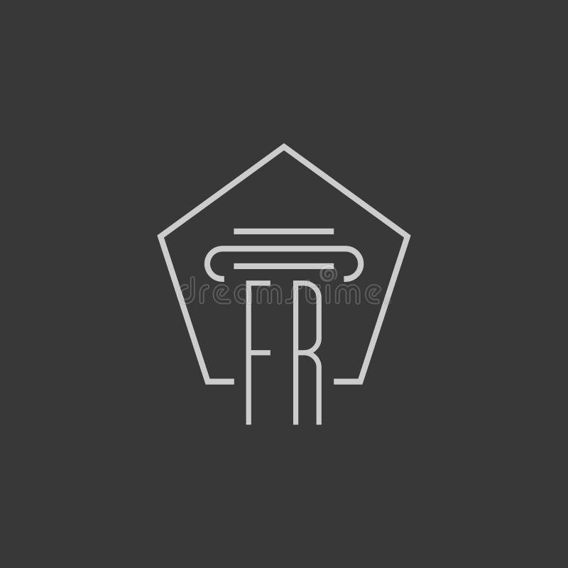 Initial Monogram FR with Monoline Pillar Logo Design Stock Illustration ...