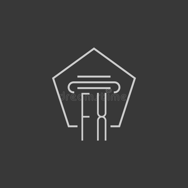 Initial Monogram FX with Monoline Pillar Logo Design Stock Illustration ...