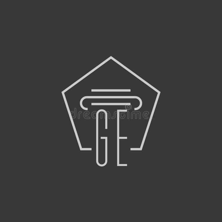 Initial Monogram GE with Monoline Pillar Logo Design Stock Illustration ...