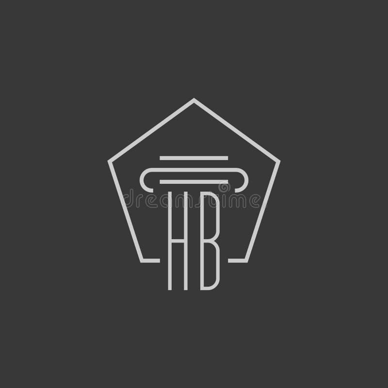 Initial Monogram HB with Monoline Pillar Logo Design Stock Illustration ...