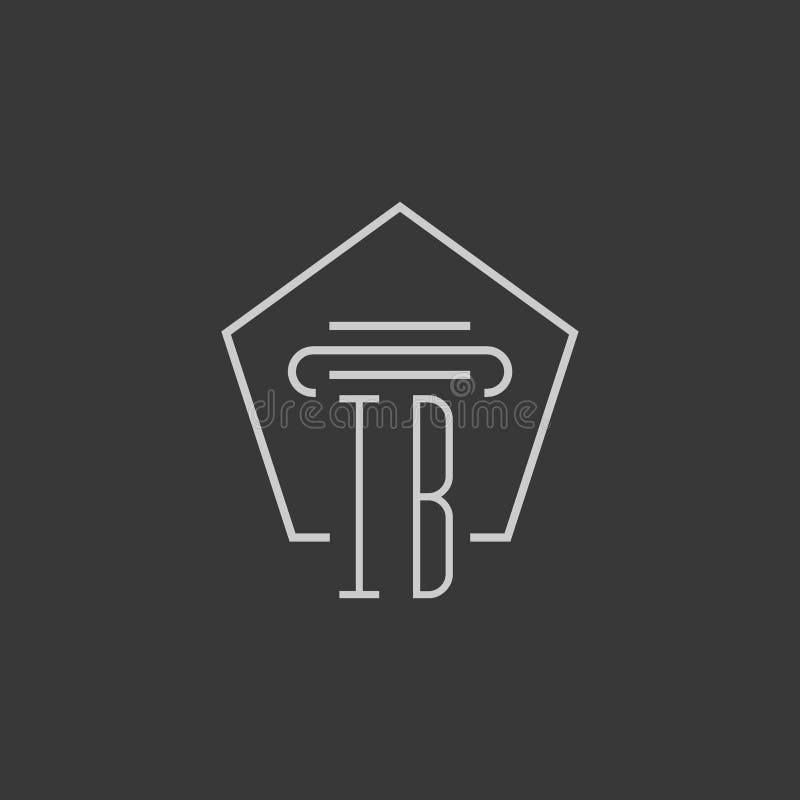 Initial Monogram IB with Monoline Pillar Logo Design Stock Illustration ...