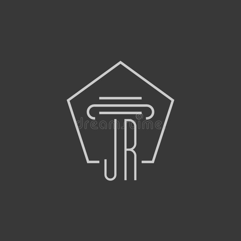 Initial Monogram JR with Monoline Pillar Logo Design Stock Illustration ...