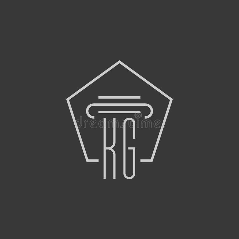 Initial Monogram KG with Monoline Pillar Logo Design Stock Illustration ...