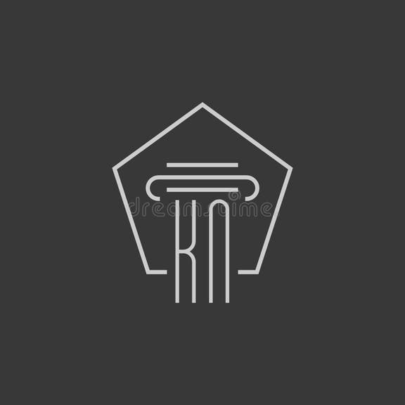 Initial Monogram KN with Monoline Pillar Logo Design Stock Illustration ...