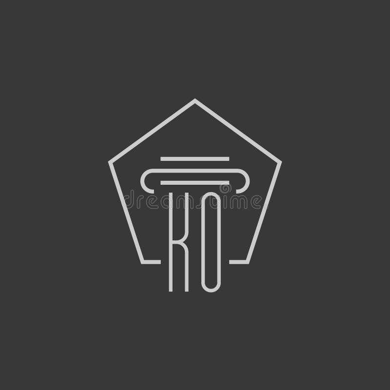 Initial Monogram KO with Monoline Pillar Logo Design Stock Illustration ...